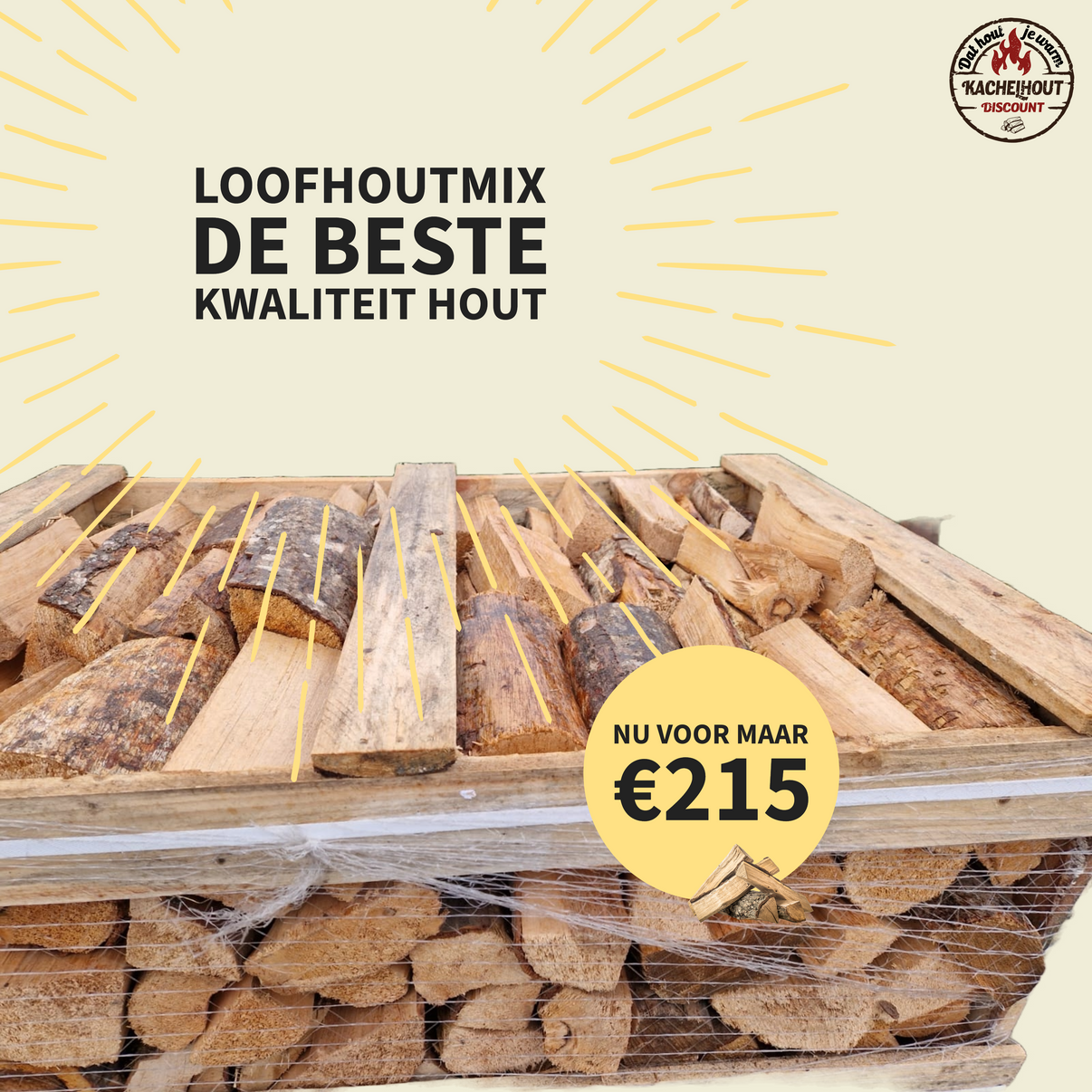 Pallet loofhout mix - Kachelhout – kachelhoutdiscount